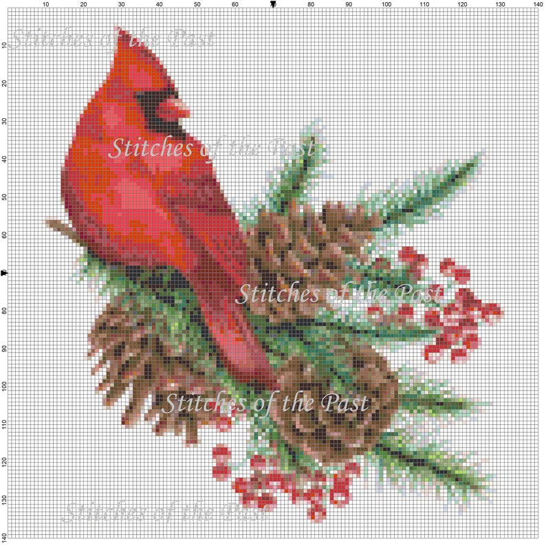 Winter Cardinal Cross Stitch Pattern (inverted), Modern Watercolor ...