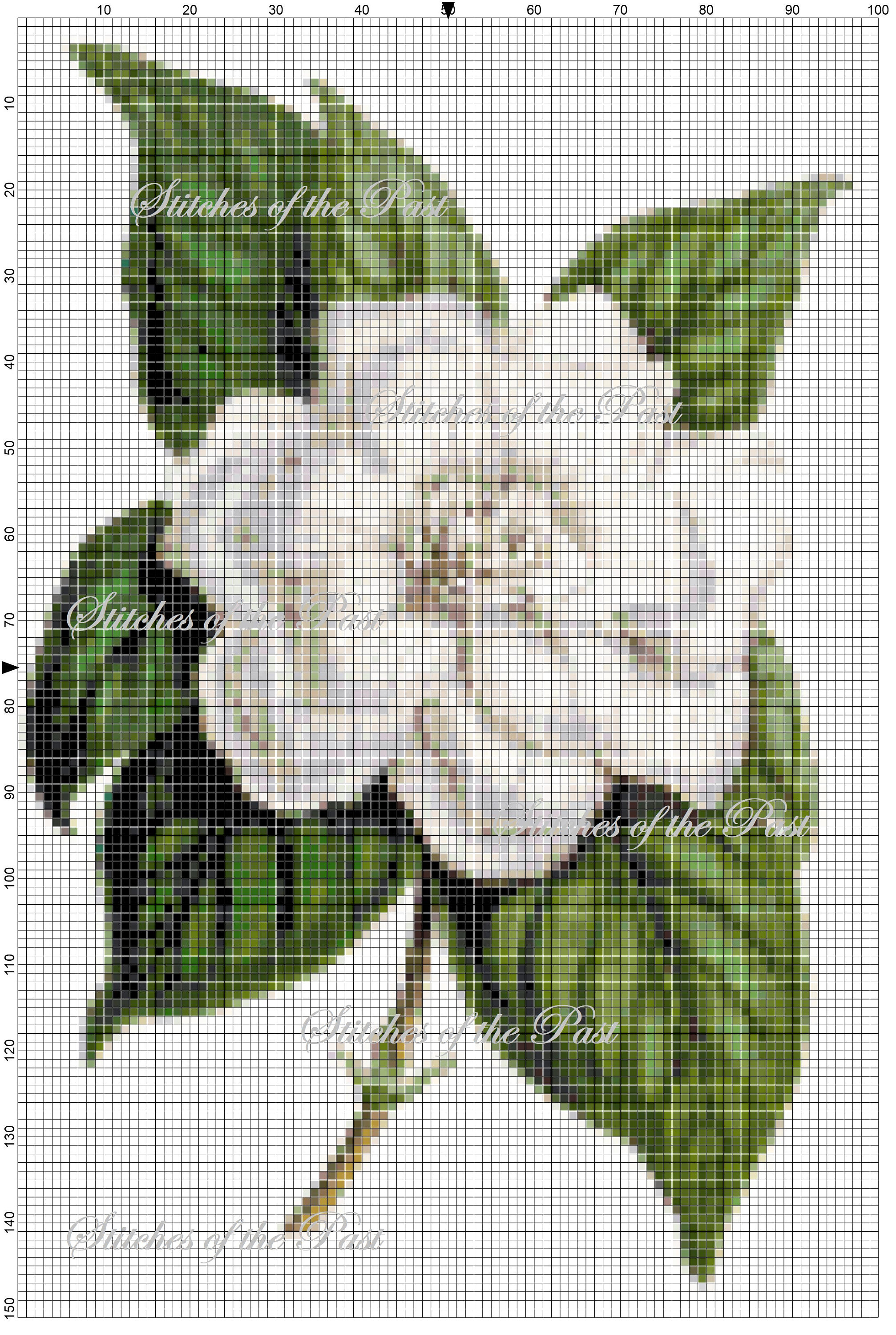 Gardenia Cross Stitch Pattern, Vintage Botanical Illustration, Cottage ...