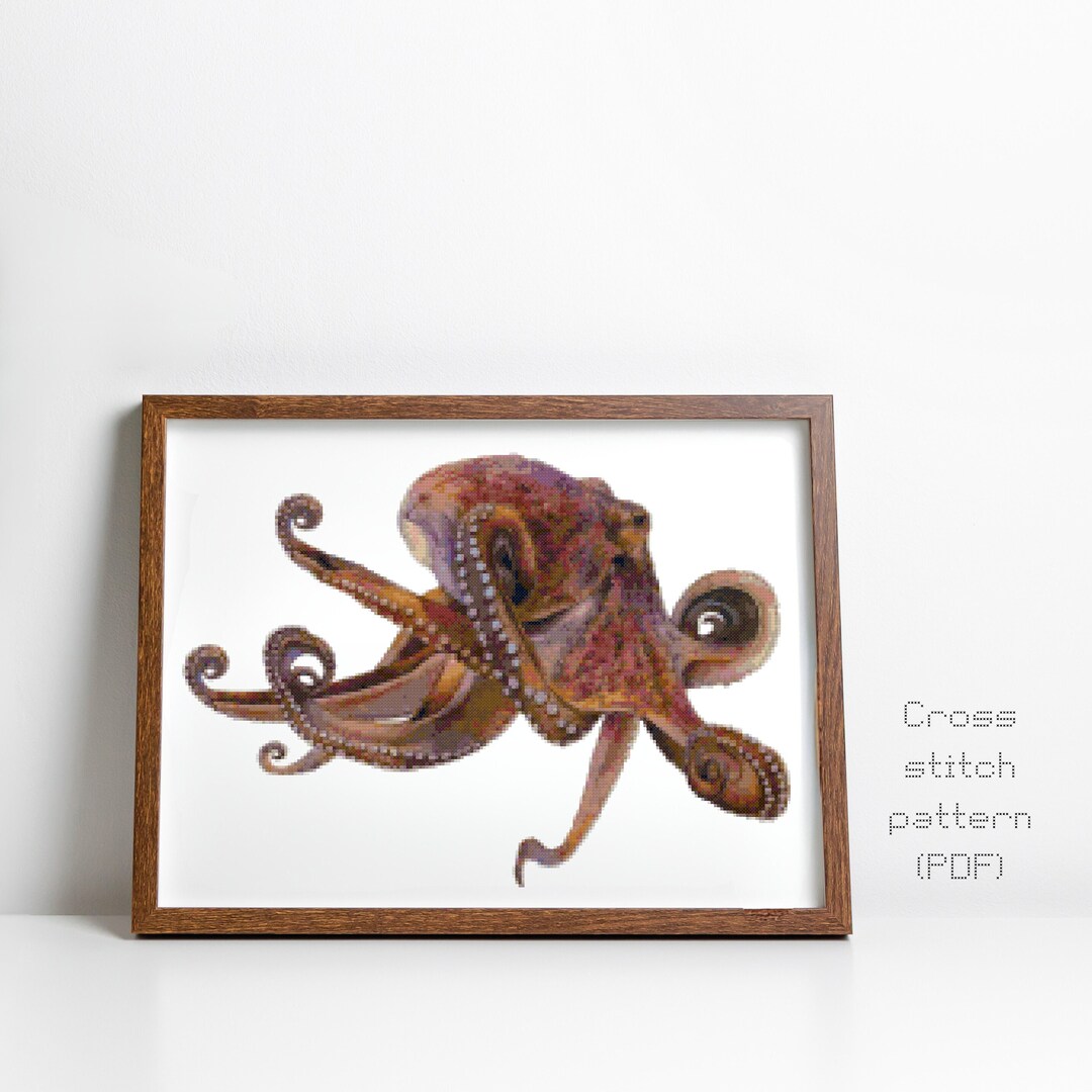 Octopus Cross Stitch Pattern, Under the Sea, Modern Watercolor, Instant ...