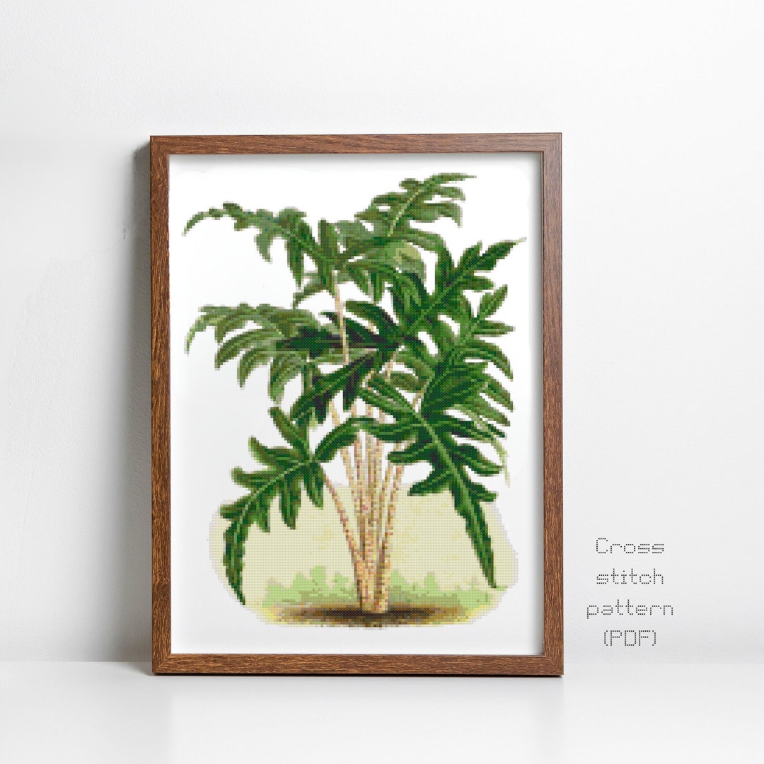 Fern Cross Stitch Pattern, Vintage Botanical Illustration, Foliage ...