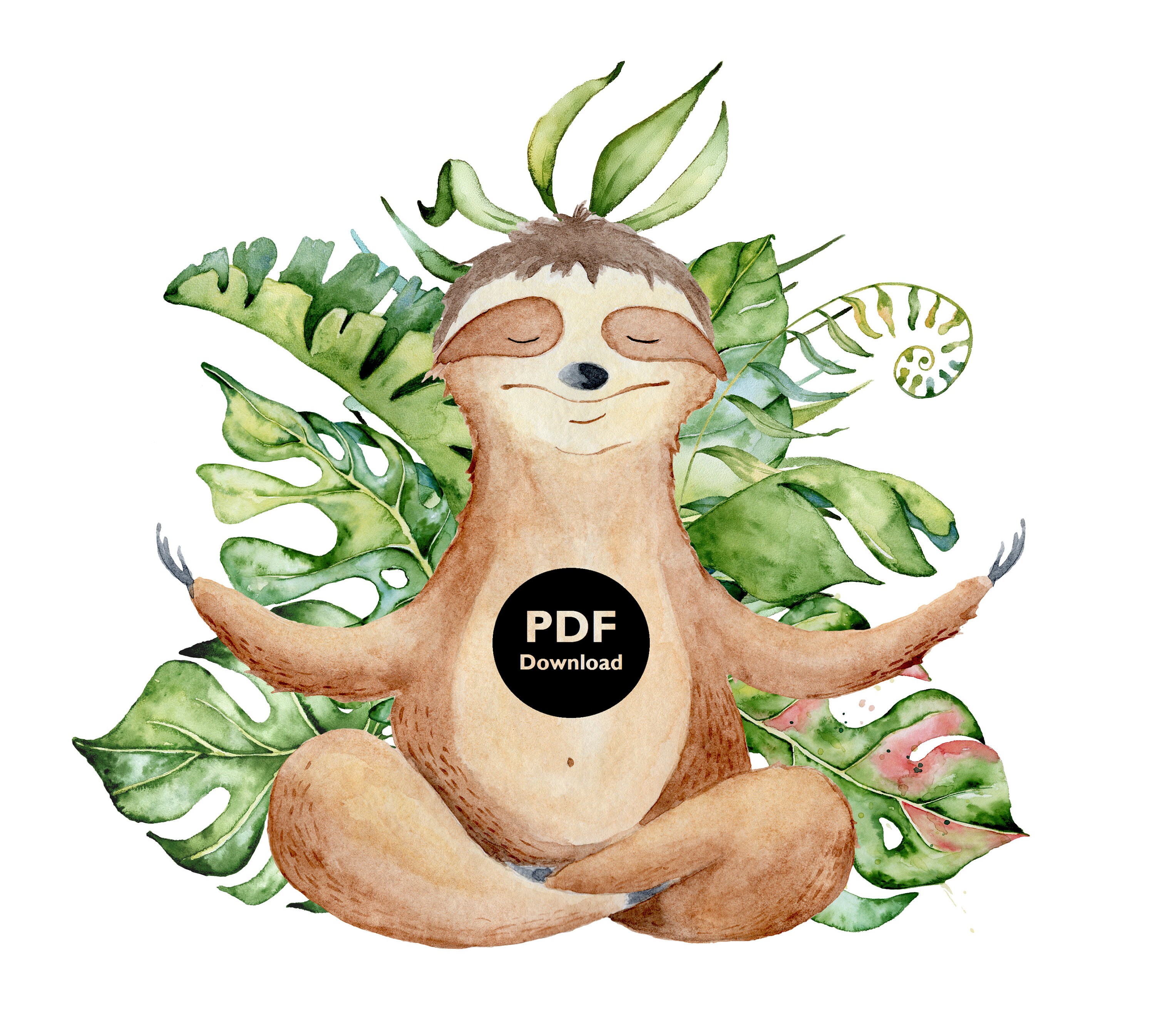 Zen Sloth Cross Stitch Pattern, Cute, Baby Shower Gift, Nursery, Modern ...