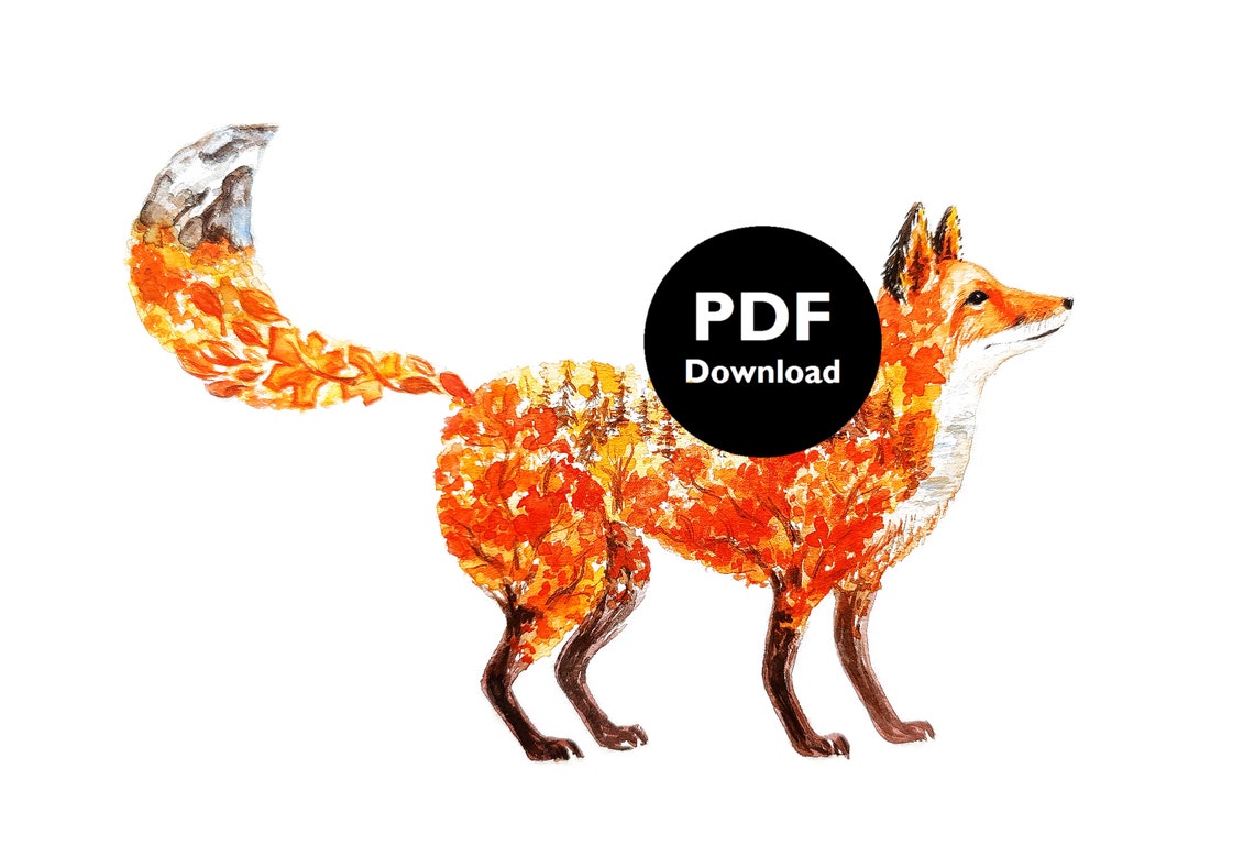 Fox Fall Foliage Cross Stitch Pattern, Abstract, Modern Watercolor ...