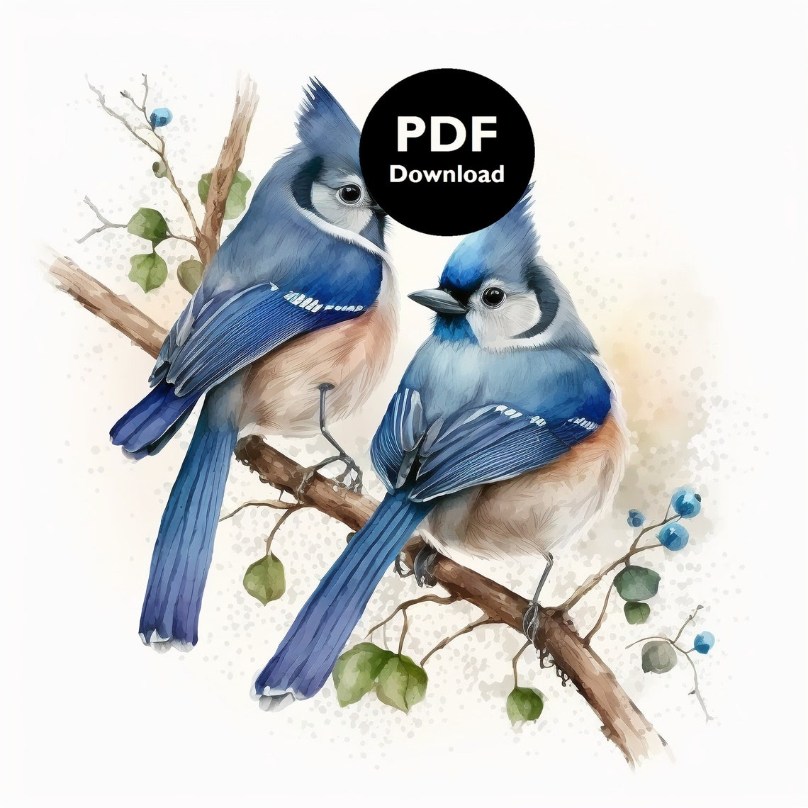 Blue Jays Cross Stitch Pattern, Modern Watercolor Painting, Birds ...