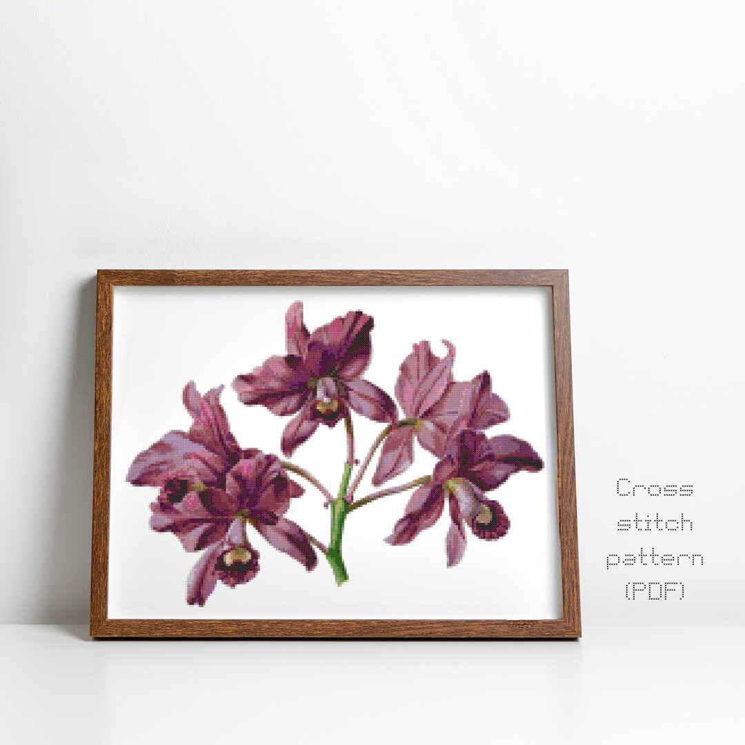 Orchidee Cross Stitch Pattern, Vintage Botanical Illustration, Flower ...