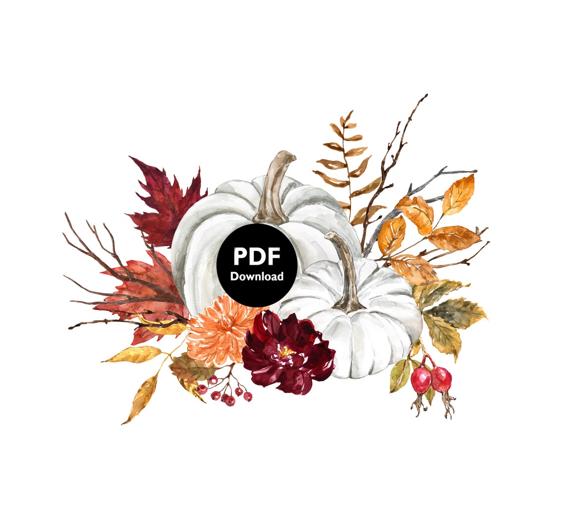 Autumnal Pumpkins Cross Stitch Pattern, Modern Watercolor Painting ...