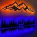 LED Mountain Metal Wall Art / Neon Mountain and Tress Metal Art / Light ...