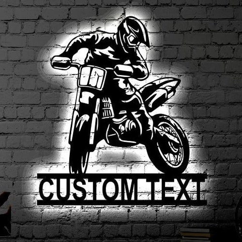 Personalized Dirtbike LED Metal Art Sign / Light up Motorbike - Etsy