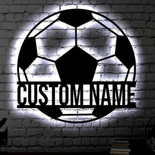 Personalized Soccer LED Metal Art Sign / Light up Soccer Ball - Etsy