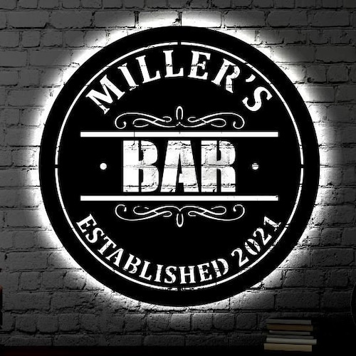 Personalized Bar LED Metal Art Sign / Light up Pub Metal Sign - Etsy