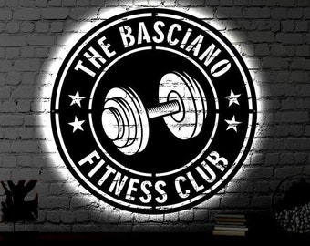 Personalized Home Gym LED Metal Art Sign / Light up Gym Name | Etsy
