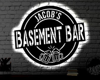 Personalized Bar LED Metal Art Sign / Light up Pub Metal Sign / Multi ...