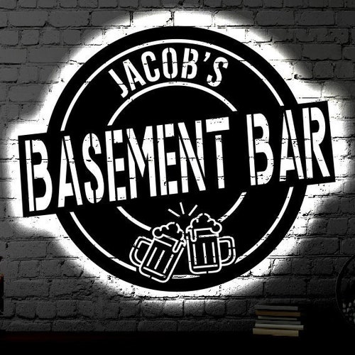 Personalized LED Bar and Grill Metal Sign / Light up Wall - Etsy