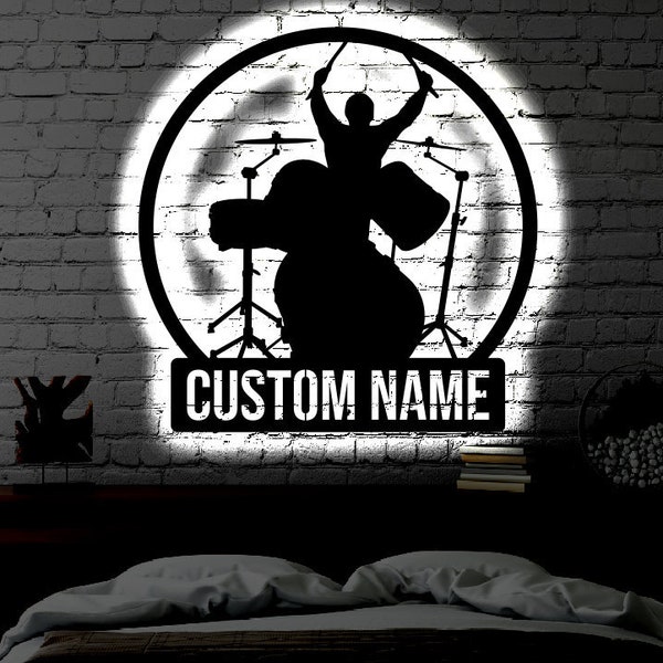 Drummer Led Wall Art - Etsy