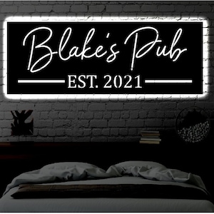 Personalized Bar LED Metal Art Sign / Light up Pub Metal Sign / Multi ...