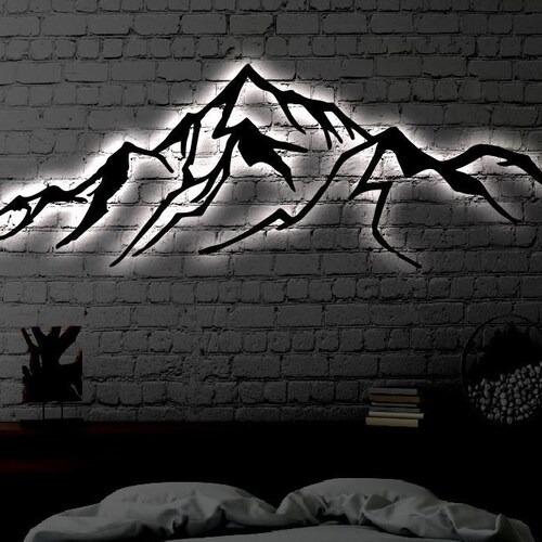 Mountain LED Metal Art Sign / Light up Mountain Metal Sign / - Etsy