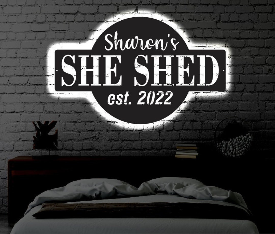 Personalized LED She Shed Metal Sign / Outdoor Light up Wall Decor ...