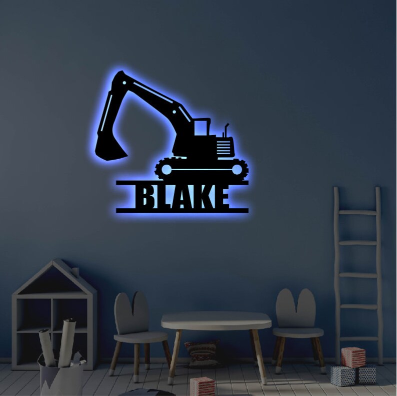 Personalized LED Bulldozer Metal Sign Light up Kid's - Etsy