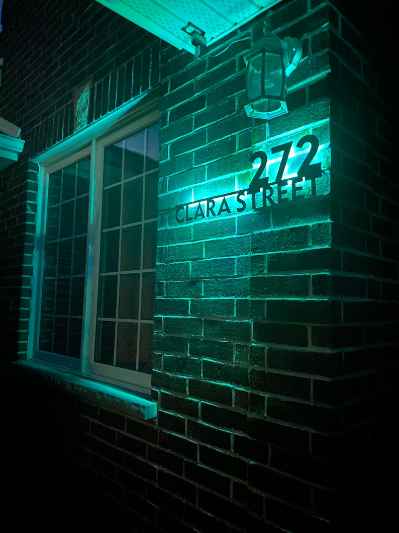 LED Address Metal Art Sign / Light up Address Plaque Sign / Multi Color ...