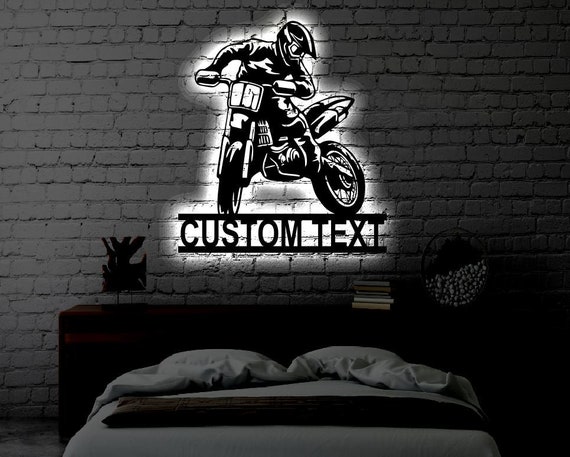 Personalized Dirtbike LED Metal Art Sign / Light up Motorbike | Etsy