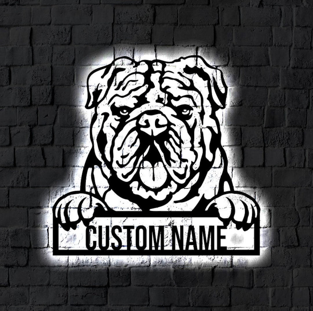 Custom LED Metal English Bulldog Dog Sign / Personalized Light up ...