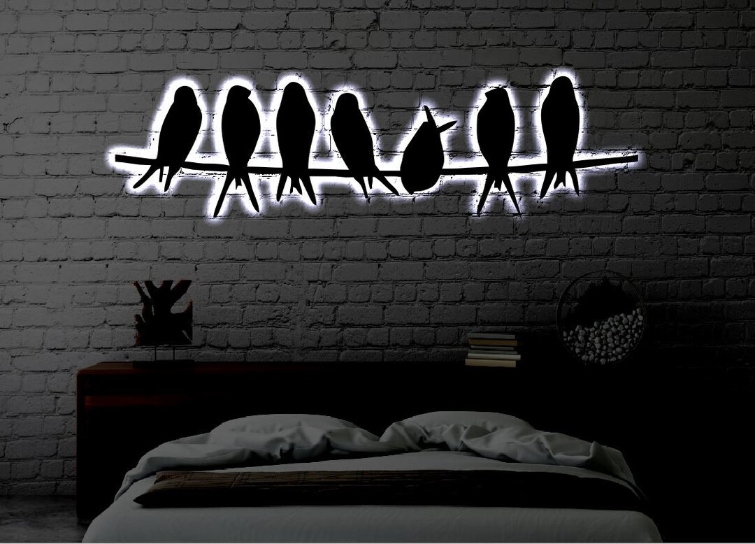 Birds on Branch Metal Art Sign / Light up Birds Metal Sign / Multi ...