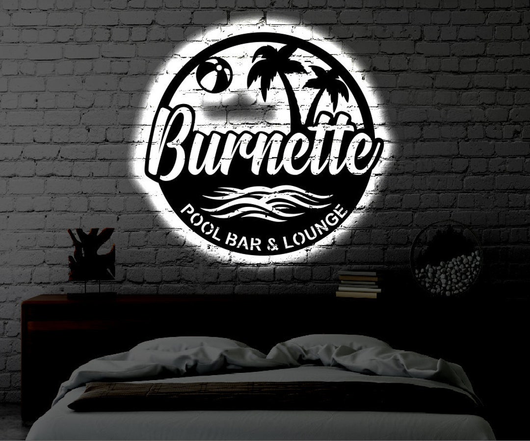 Personalized LED Backyard Pool Metal Sign / Outdoor Light up Pool Decor ...