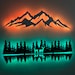 LED Mountain Metal Wall Art / Neon Mountain and Tress Metal Art / Light ...