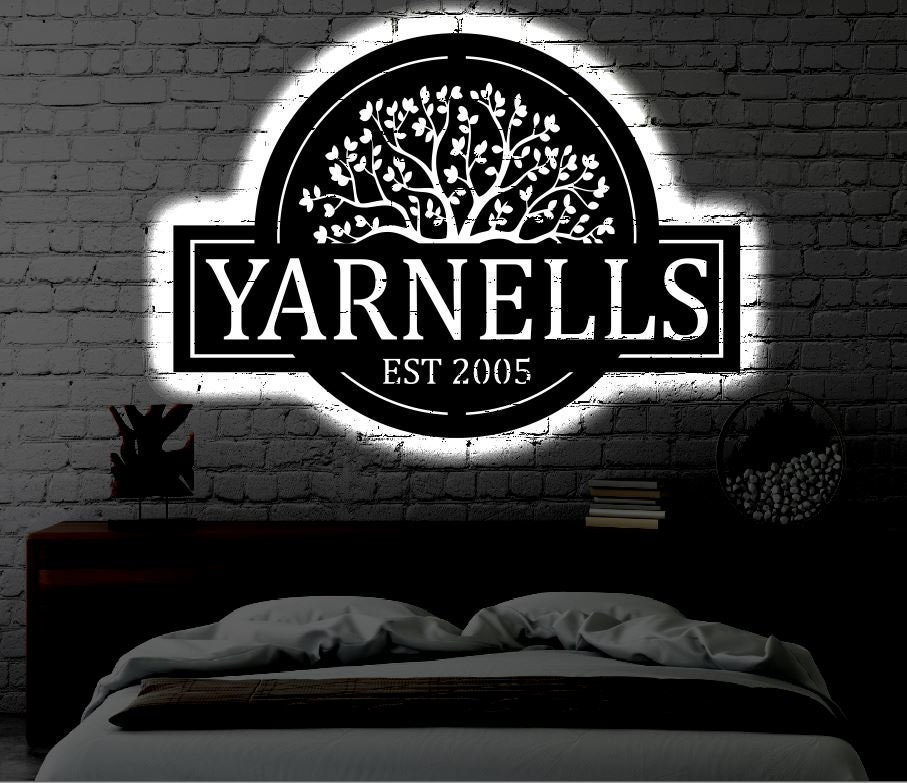 Personalized Tree of Life LED Metal Art Sign / Light up Tree - Etsy