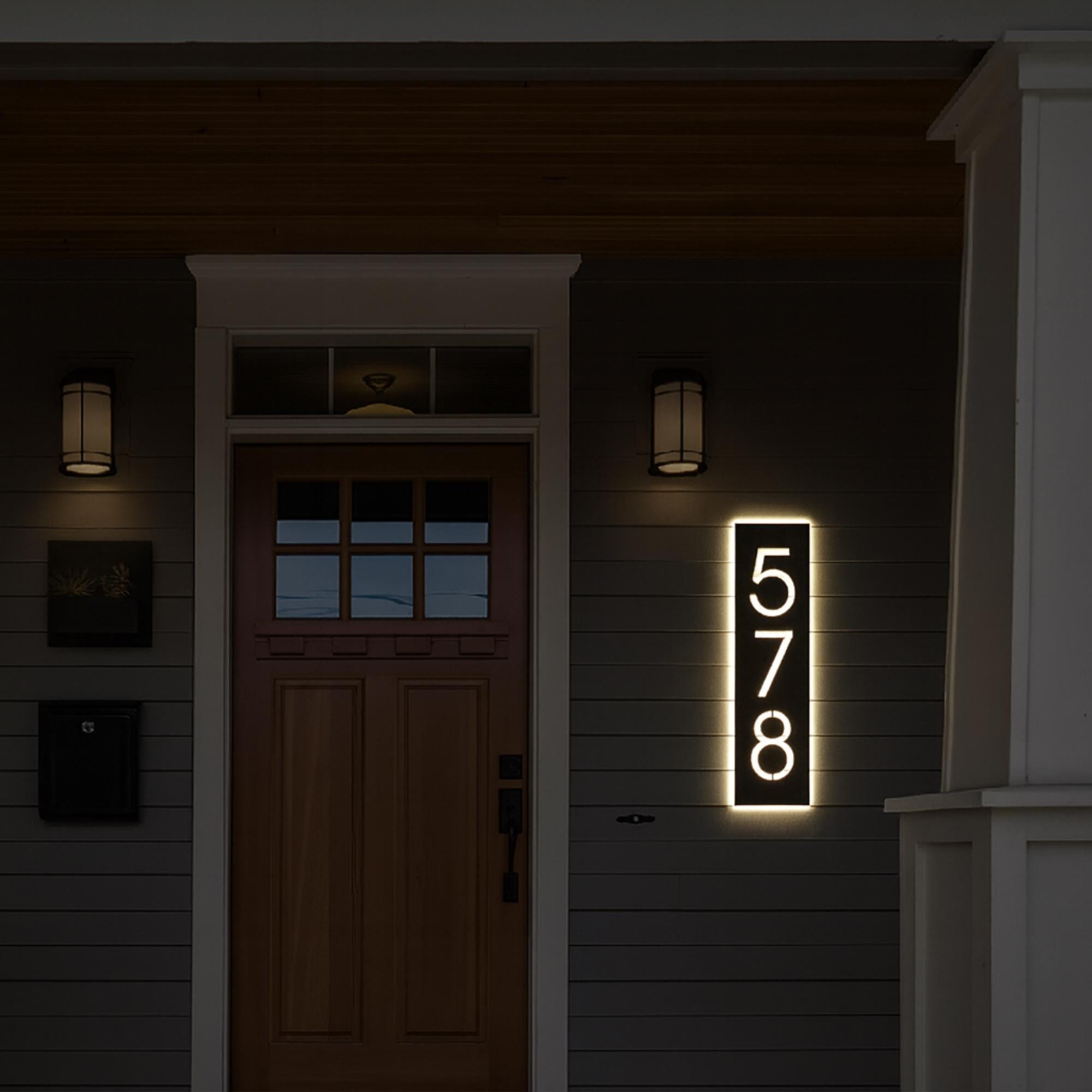 Solar Backlit LED Address Metal Art Sign / Light up Address Plaque Sign ...