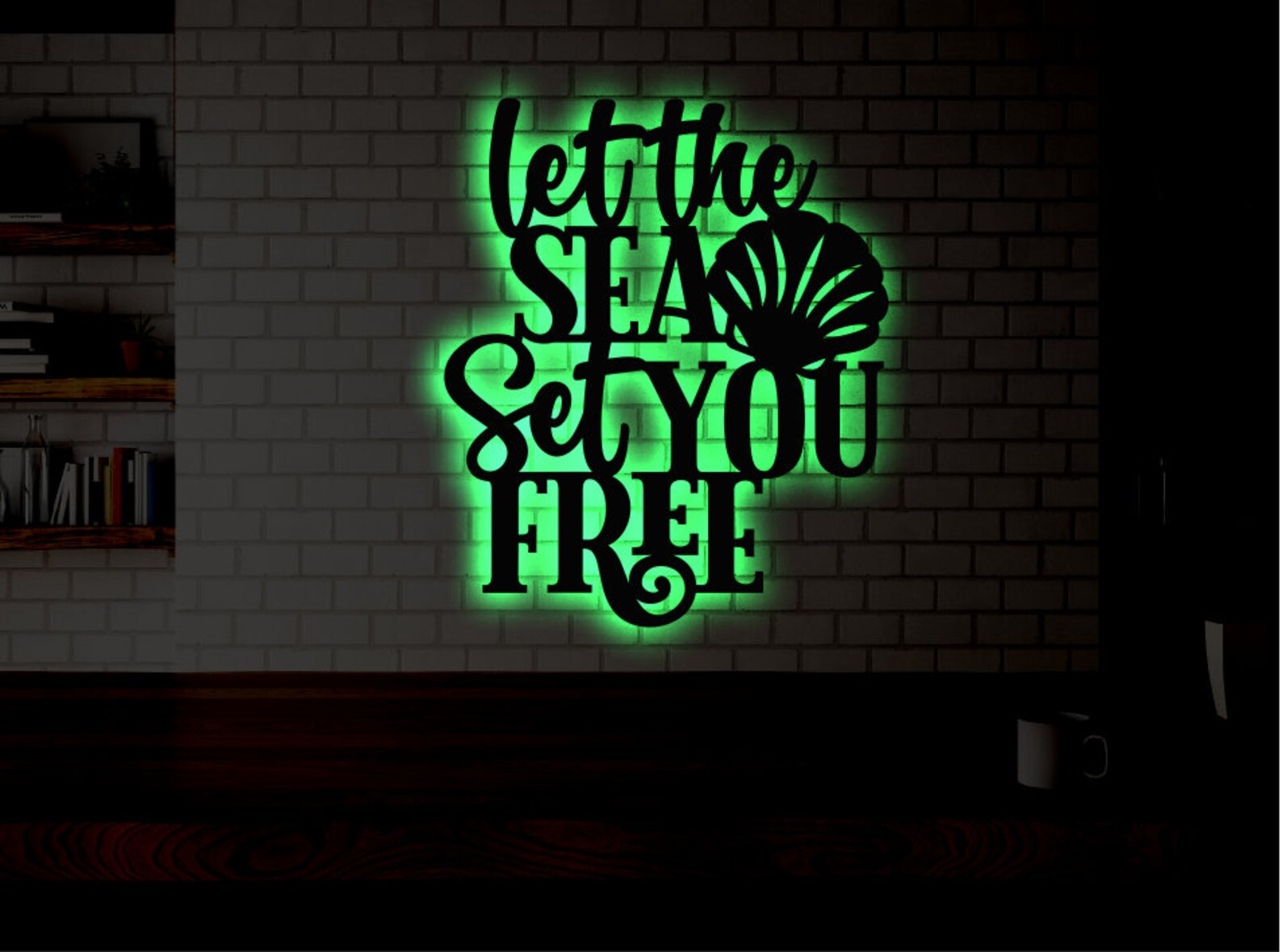 Sea Shell LED Metal Art Sign / Light up Sea Shell Metal Sign / Multi ...