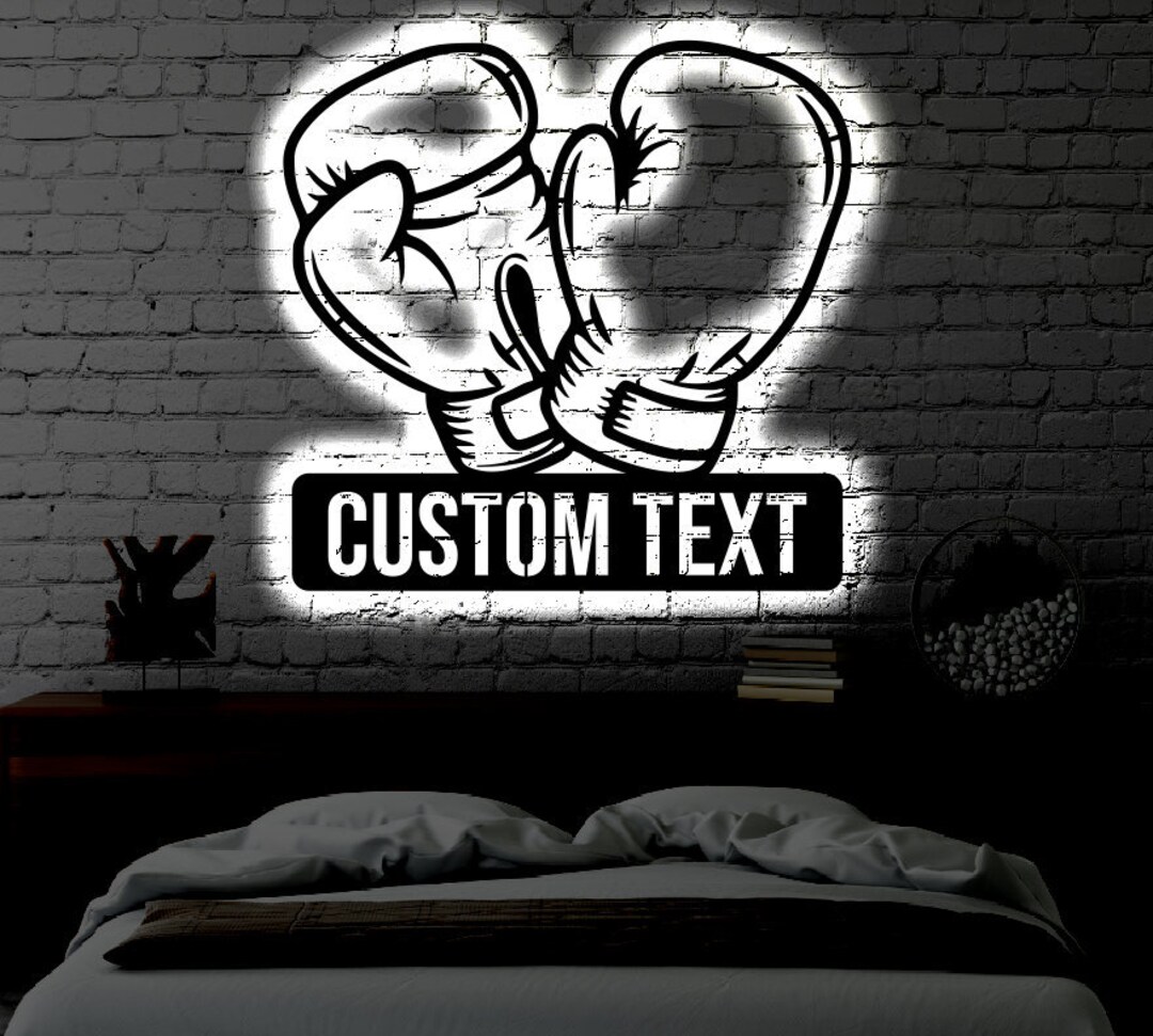 Personalized LED Boxer Metal Sign | Light up Home Boxing Wall Art ...