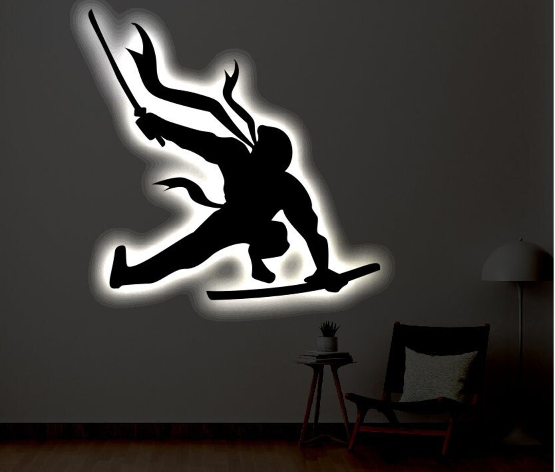 Ninja LED Metal Art Sign / Light up Ninja Metal Sign / Multi Colors ...