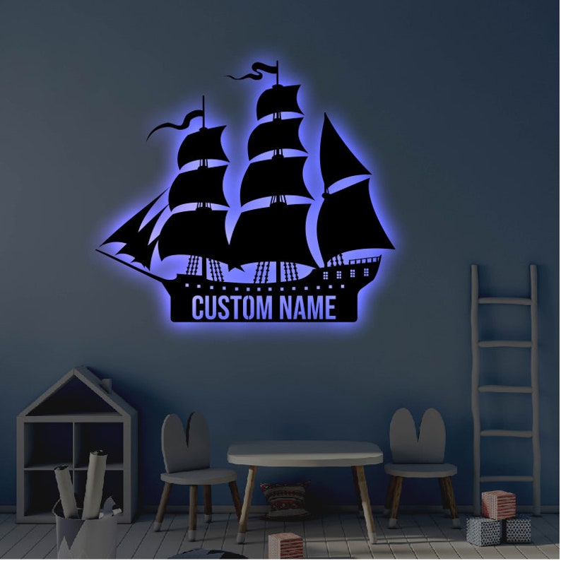Personalized LED Pirate Ship Metal Sign Light up Pirateship | Etsy