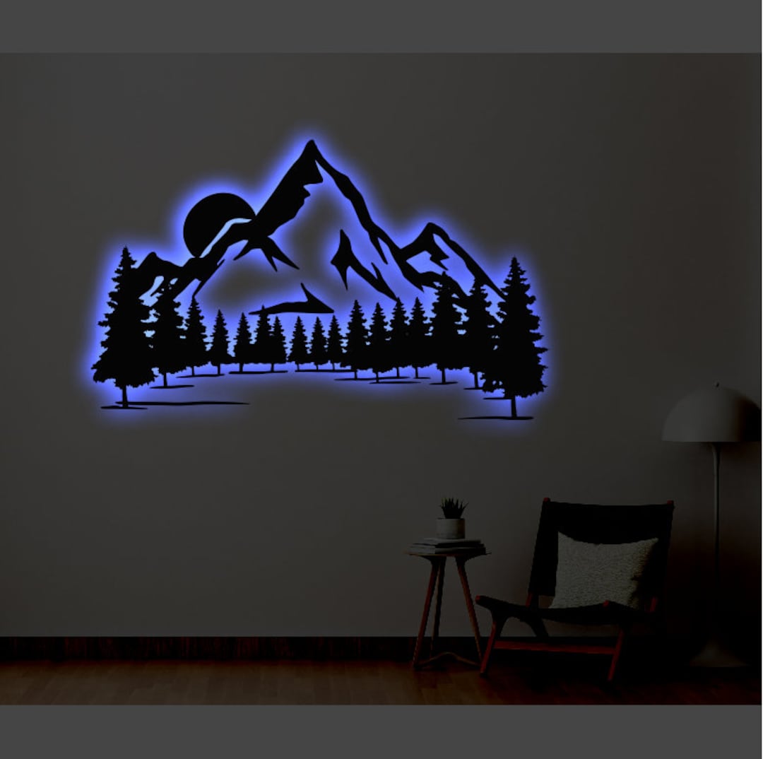 Mountain LED Metal Art Sign / Light up Mountain Metal Sign / Multi ...