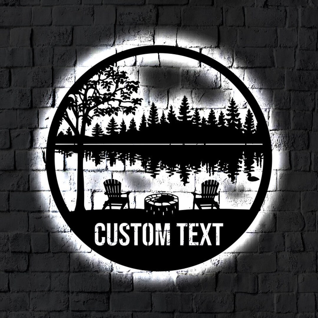 Personalized LED Campfire Family Name Metal Sign | Light up Wall Art ...