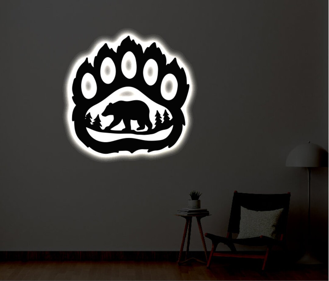 Bear LED Metal Art Sign / Light up Bear Metal Sign / Multi Colors Bear ...