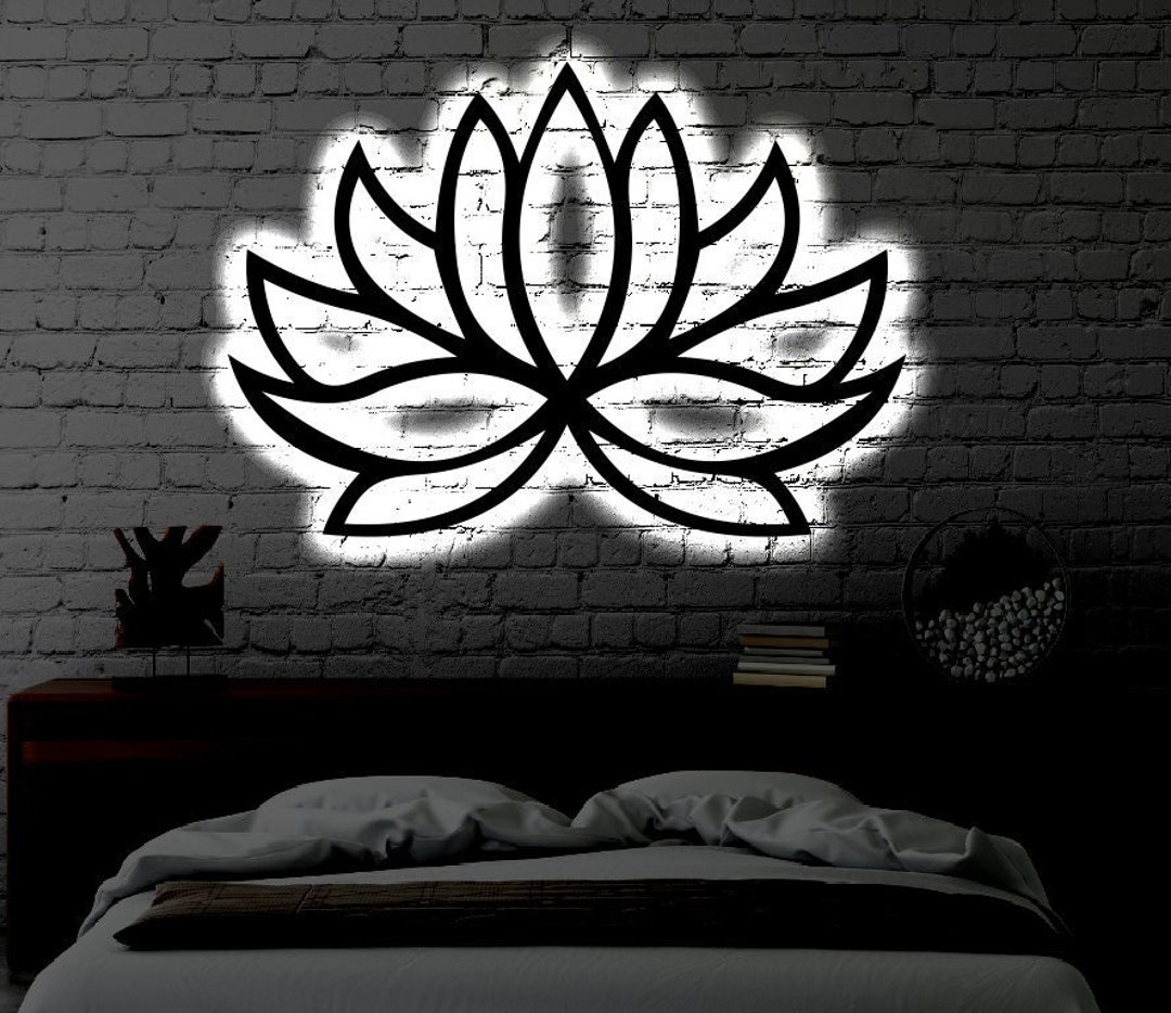 Lotus LED Metal Art Sign / Light up Lotus Flower Metal Sign / Multi ...