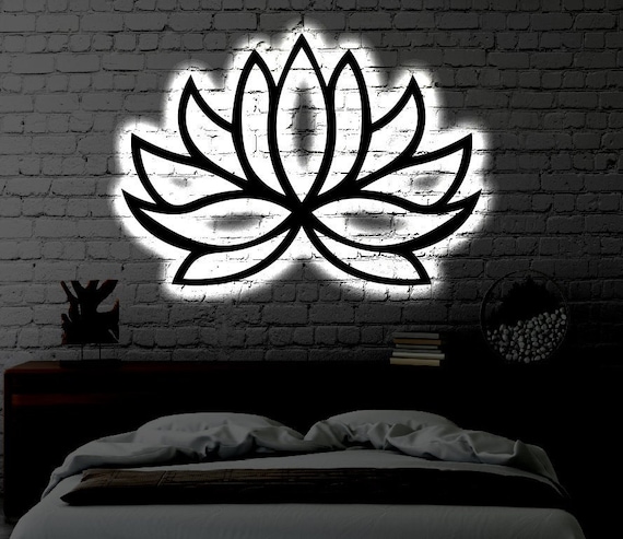 Lotus LED Metal Art Sign / Light up Lotus Flower Metal Sign / | Etsy