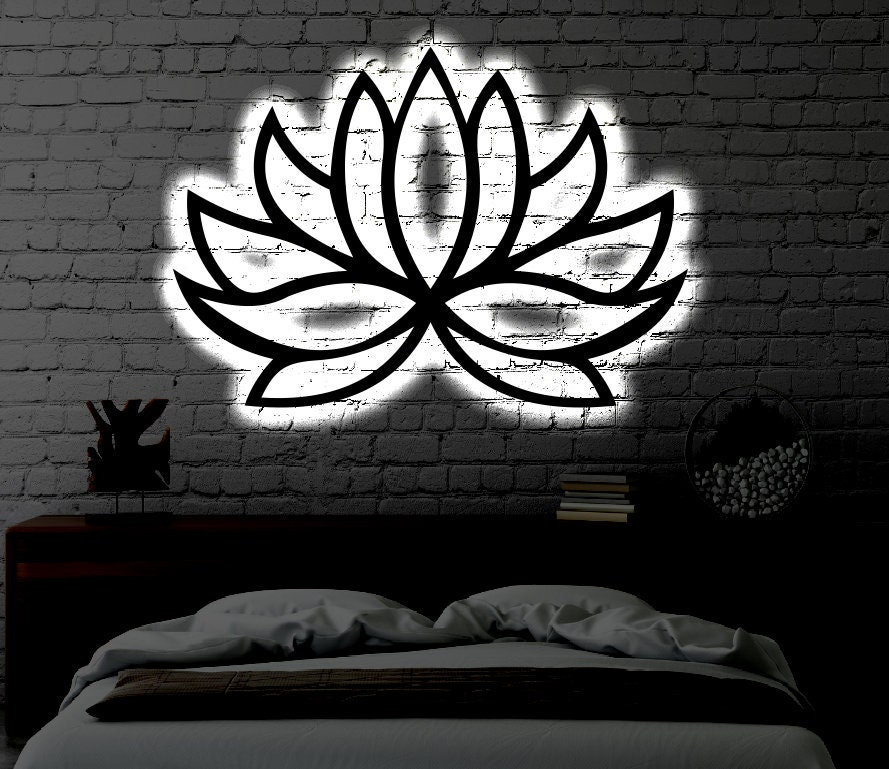 Lotus LED Metal Art Sign / Light up Lotus Flower Metal Sign / - Etsy