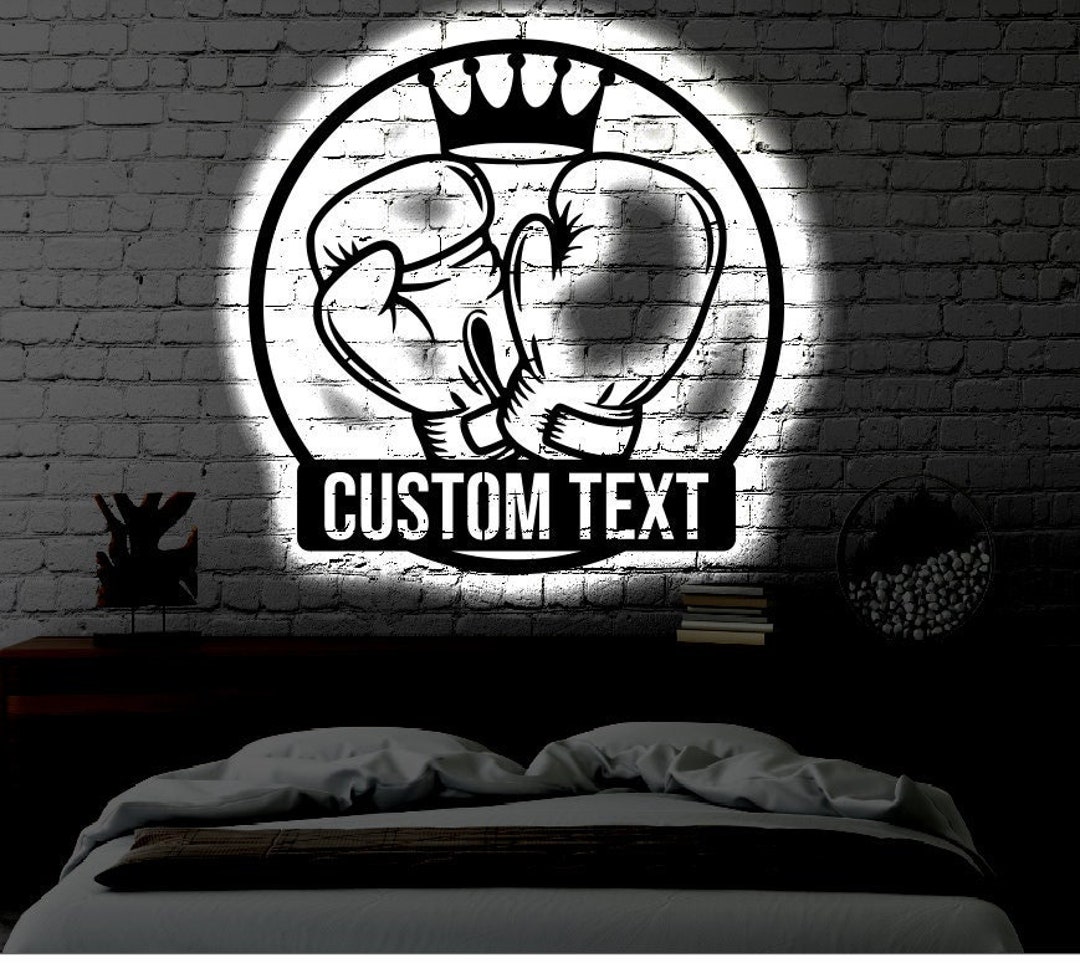 Personalized LED Boxer Metal Sign | Light up Home Boxing Wall Art ...