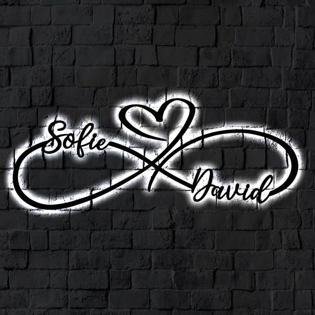 Personalized LED Infinity Heart Name Metal Sign / Light up Wedding Gift ...