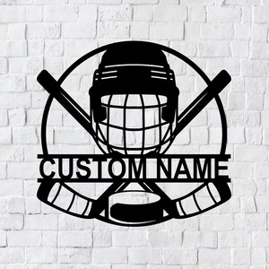 Personalized Hockey LED Metal Art Sign / Light up Hockey Player Name ...