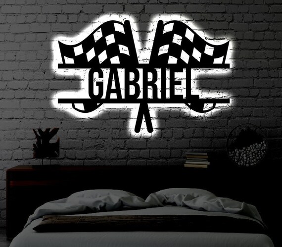 Personalized LED Racing Metal Sign Light up Racing Flags - Etsy