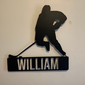 Personalized Hockey LED Metal Art Sign / Light up Hockey Player Name ...