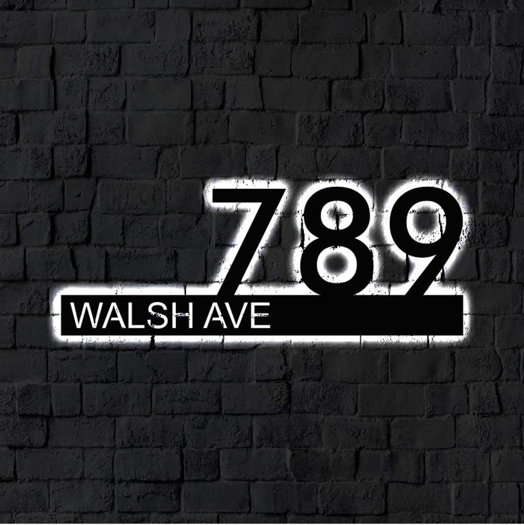 LED Address Metal Art Sign / Solar or Plug in Light up Address Plaque ...