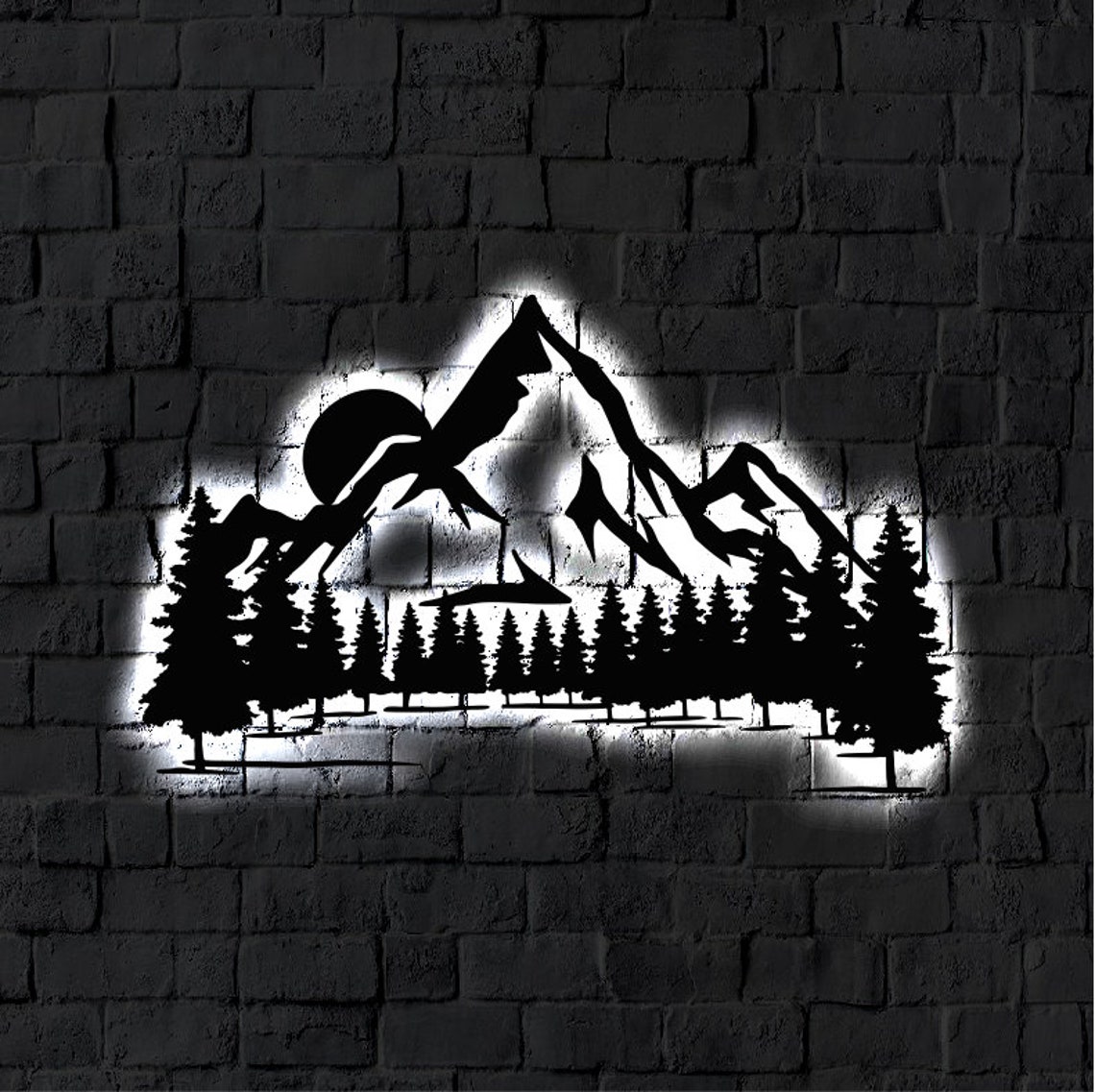 Mountain LED Metal Art Sign / Light up Mountain Metal Sign / Multi ...