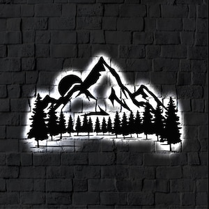 Mountain LED Metal Art Sign / Light up Mountain Metal Sign / Multi ...