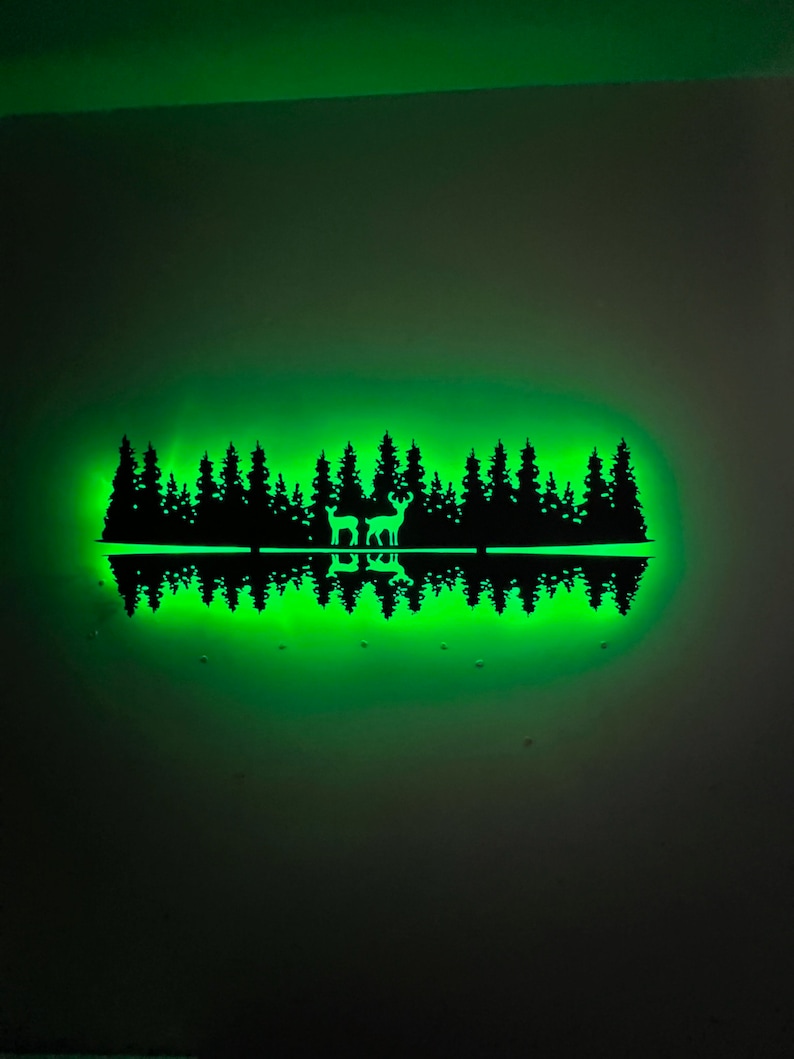 LED Tree Landscape Metal Wall Art / Neon Trees Metal Art / Light up ...
