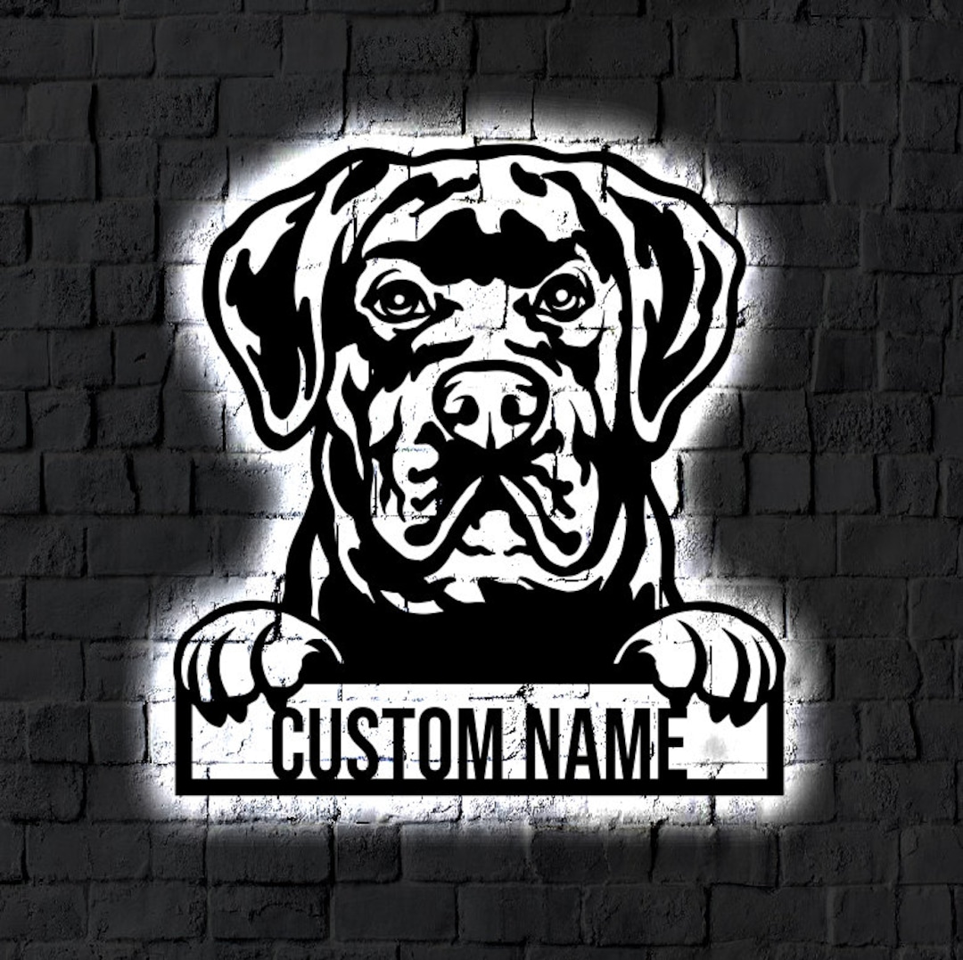 Custom LED Metal Cane Corso Dog Sign / Personalized Light up Cane Corso ...
