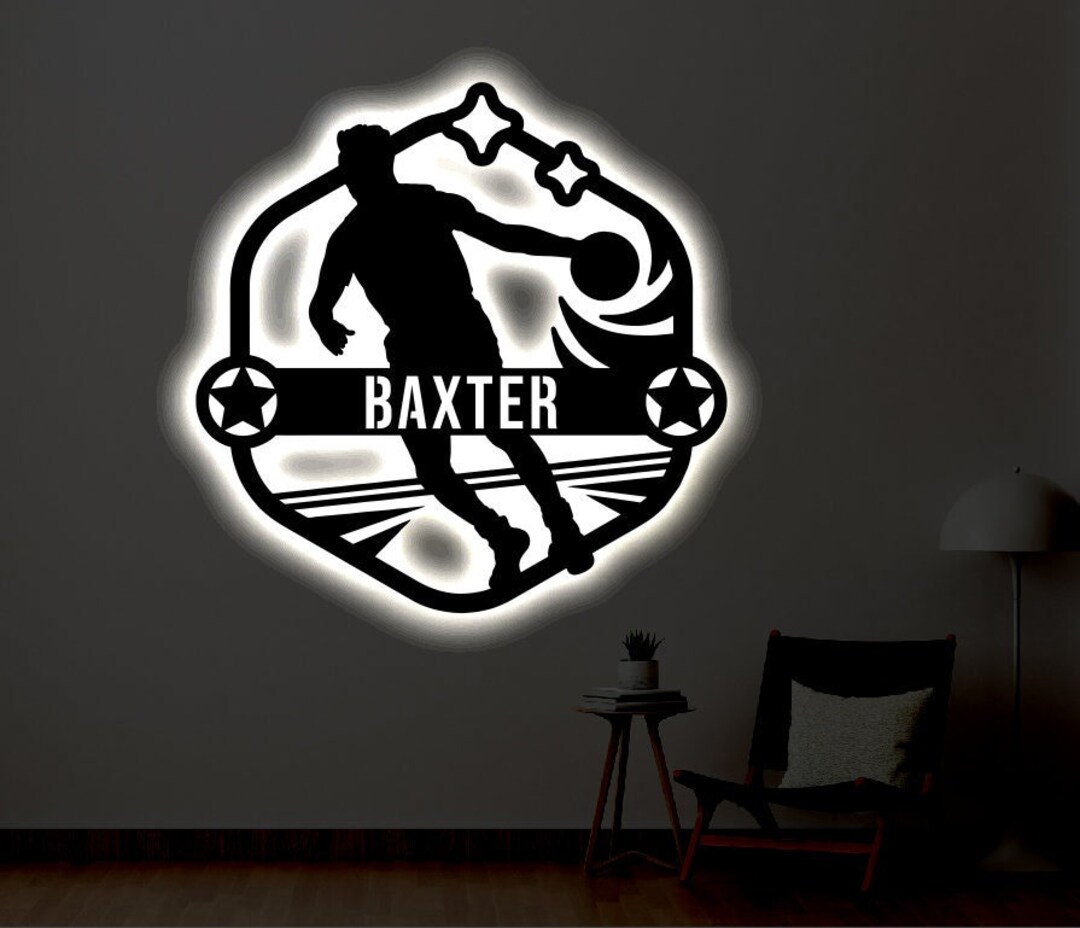 Personalized Handball LED Metal Art Sign / Light up Handball Name Metal ...